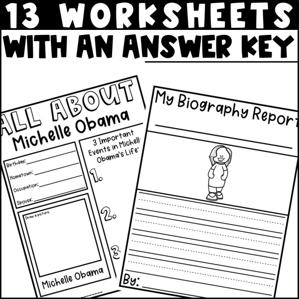 Michelle Obama Biography Activities for Kindergarten, 1st Grade, & 2nd ...