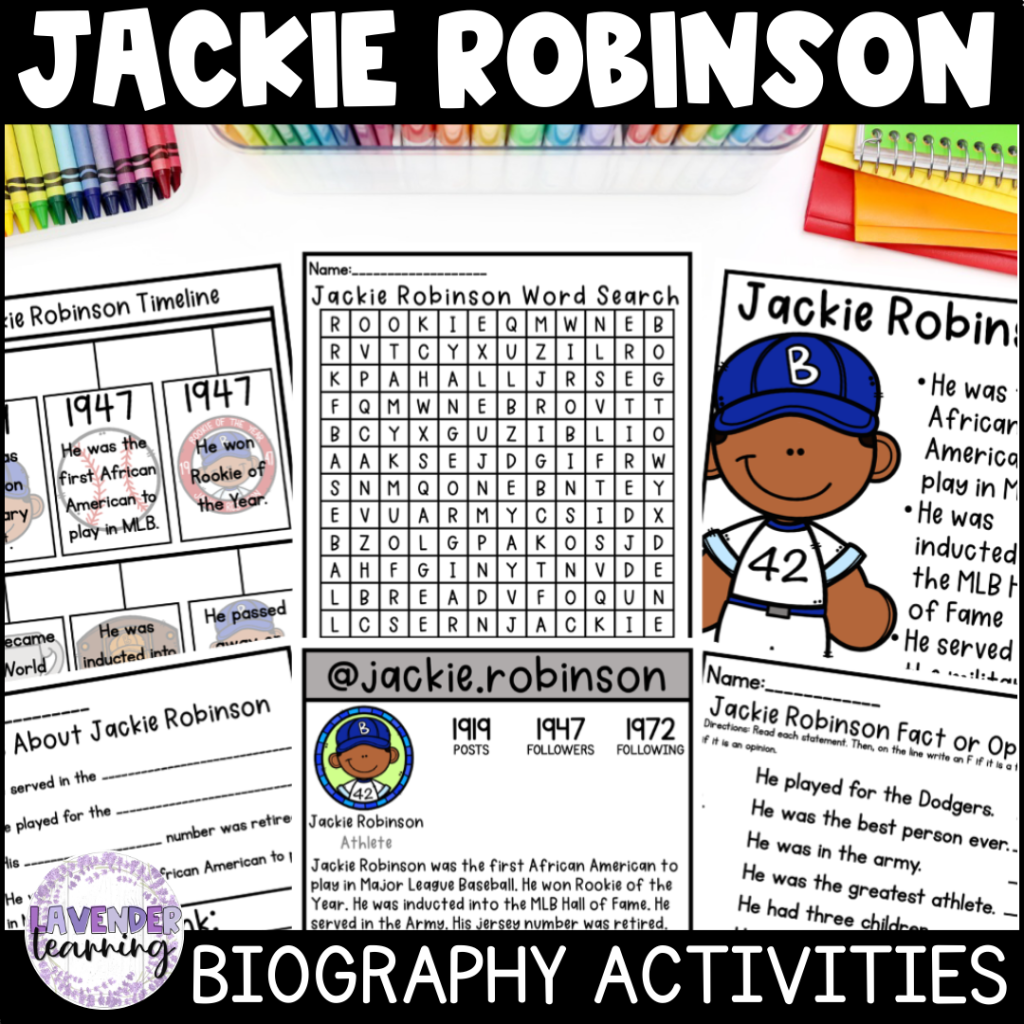 Jackie Robinson Biography Activities, Flip Book and Report - Black ...