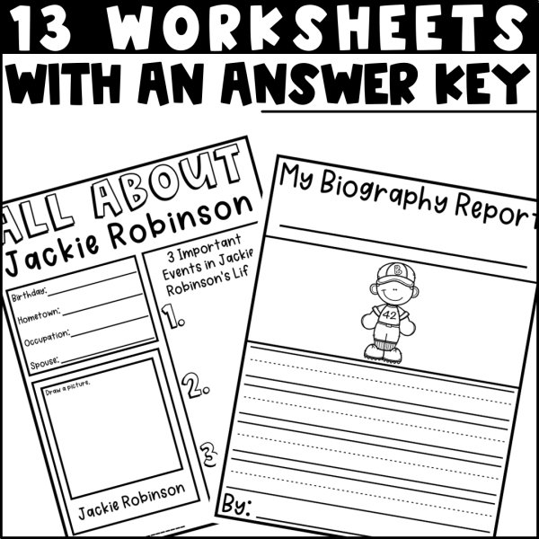 Jackie Robinson Biography Activities, Flip Book and Report - Black ...