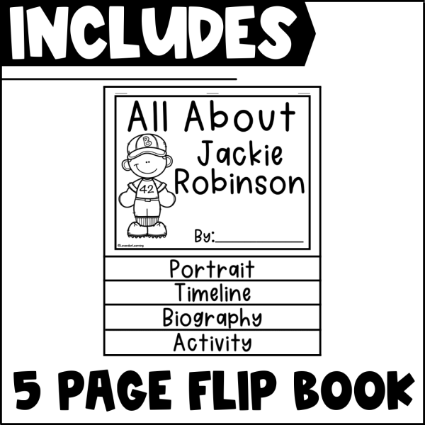 Jackie Robinson Biography Activities, Flip Book and Report - Black ...