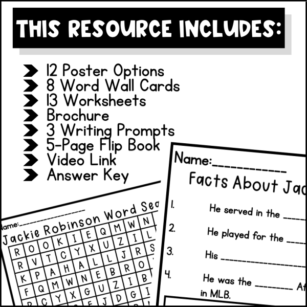 Jackie Robinson Biography Activities, Flip Book and Report - Black ...