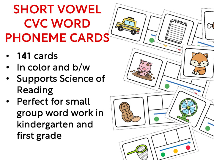 CVC Word Phoneme Blending Grapheme Mapping Cards Elkonin Boxes ...