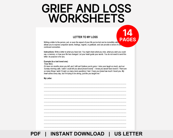Grief and Loss Worksheets, Grief Therapy, Grief Counseling, Memory ...