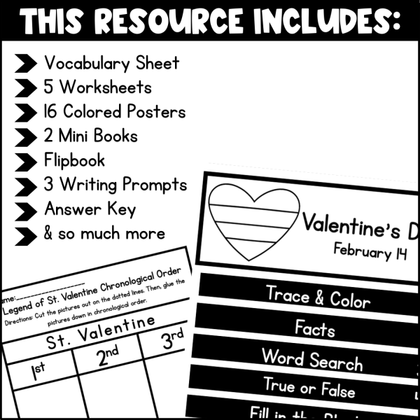 The History of Valentines Day Comprehension Story Booklet Cut Paste ...