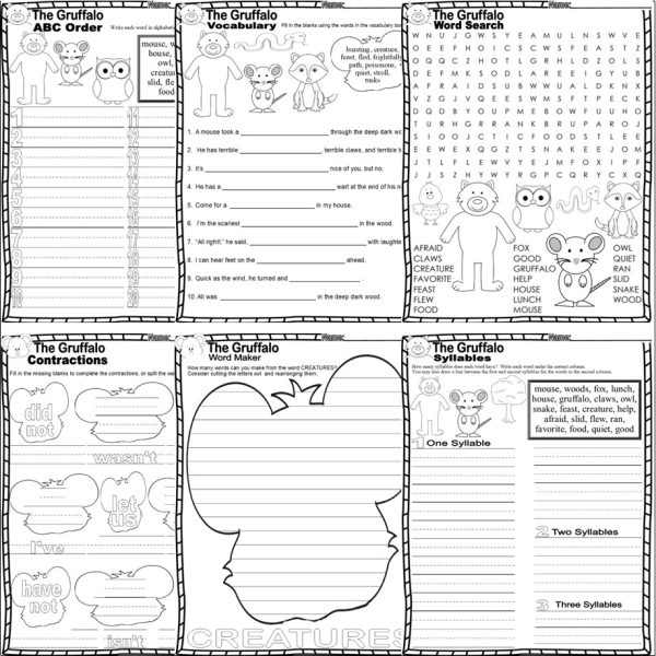 The Gruffalo Read Aloud Book Companion Reading Comprehension ELA Math ...