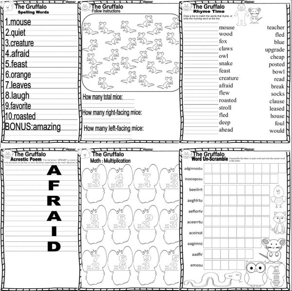 The Gruffalo Read Aloud Book Companion Reading Comprehension ELA Math ...