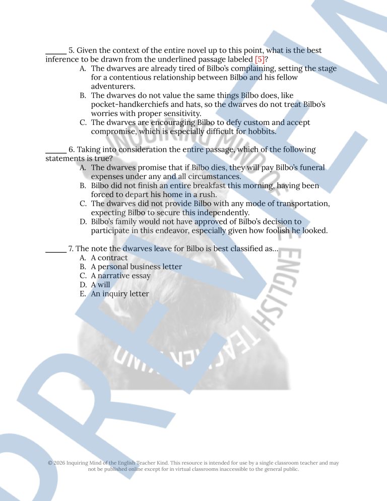 The Hobbit Close Reading Worksheets Bundle with Answer Keys - Made By ...