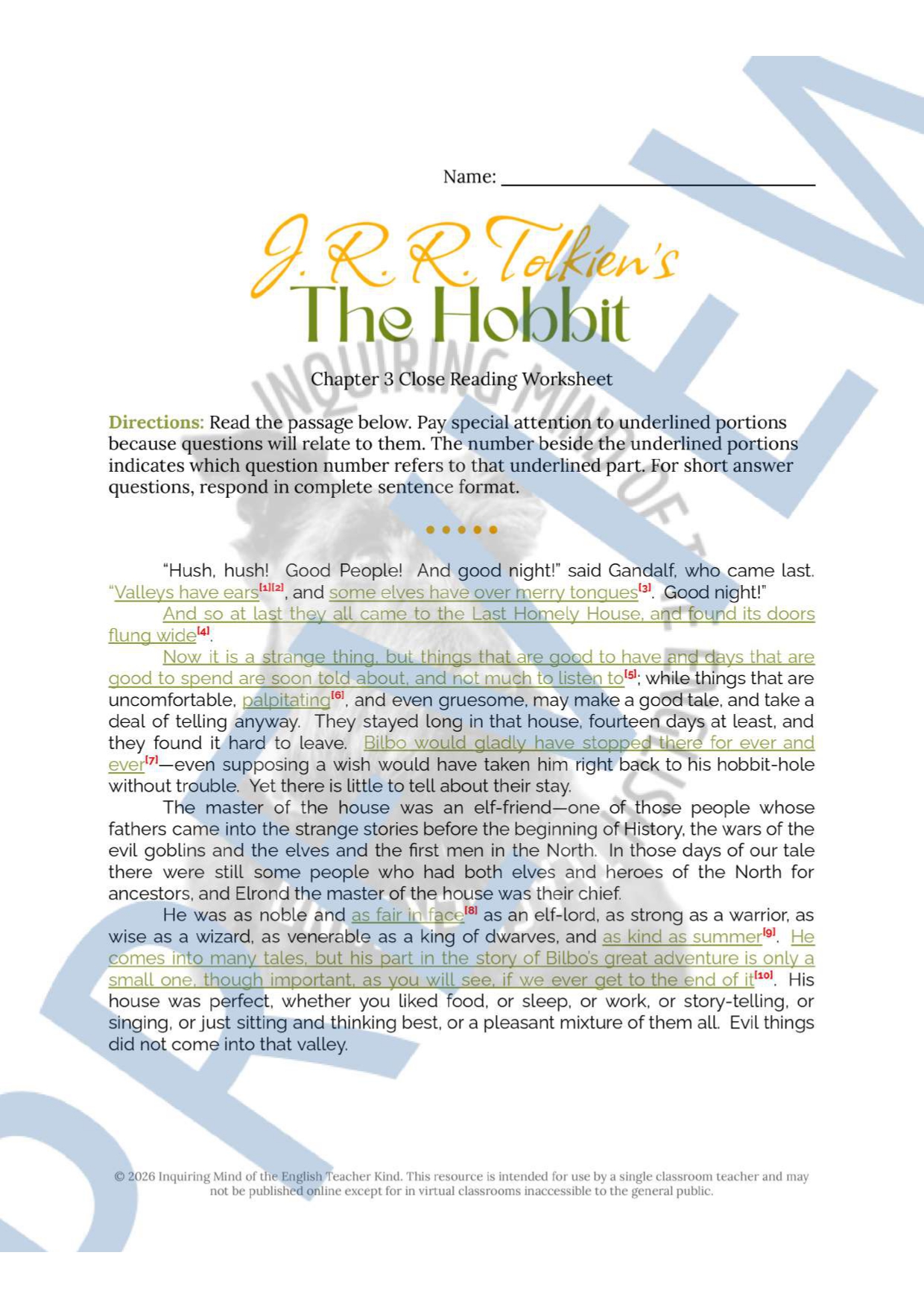 The Hobbit Close Reading Worksheets Bundle with Answer Keys | Made By ...