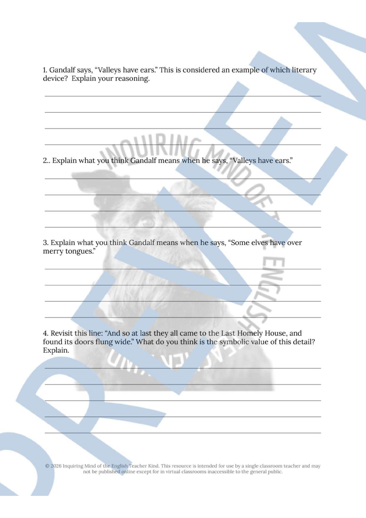 The Hobbit Close Reading Worksheets Bundle with Answer Keys - Made By ...