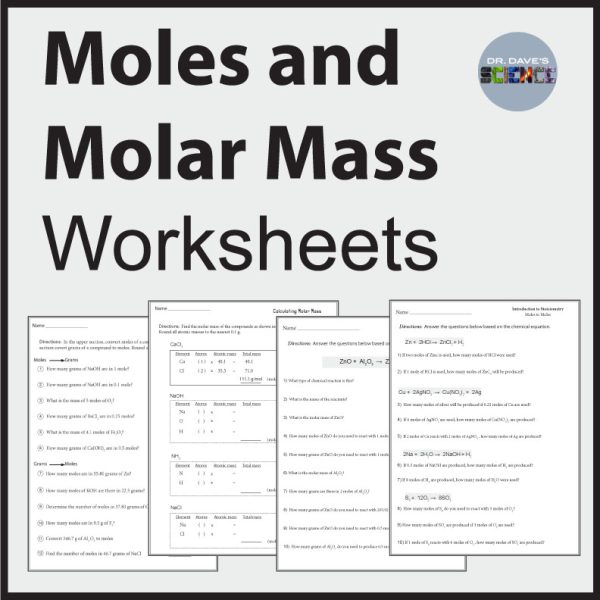 Moles Molar Mass Molecular Weight Worksheets Equations Chemistry ...
