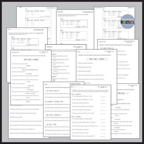 Moles Molar Mass Molecular Weight Worksheets Equations Chemistry ...