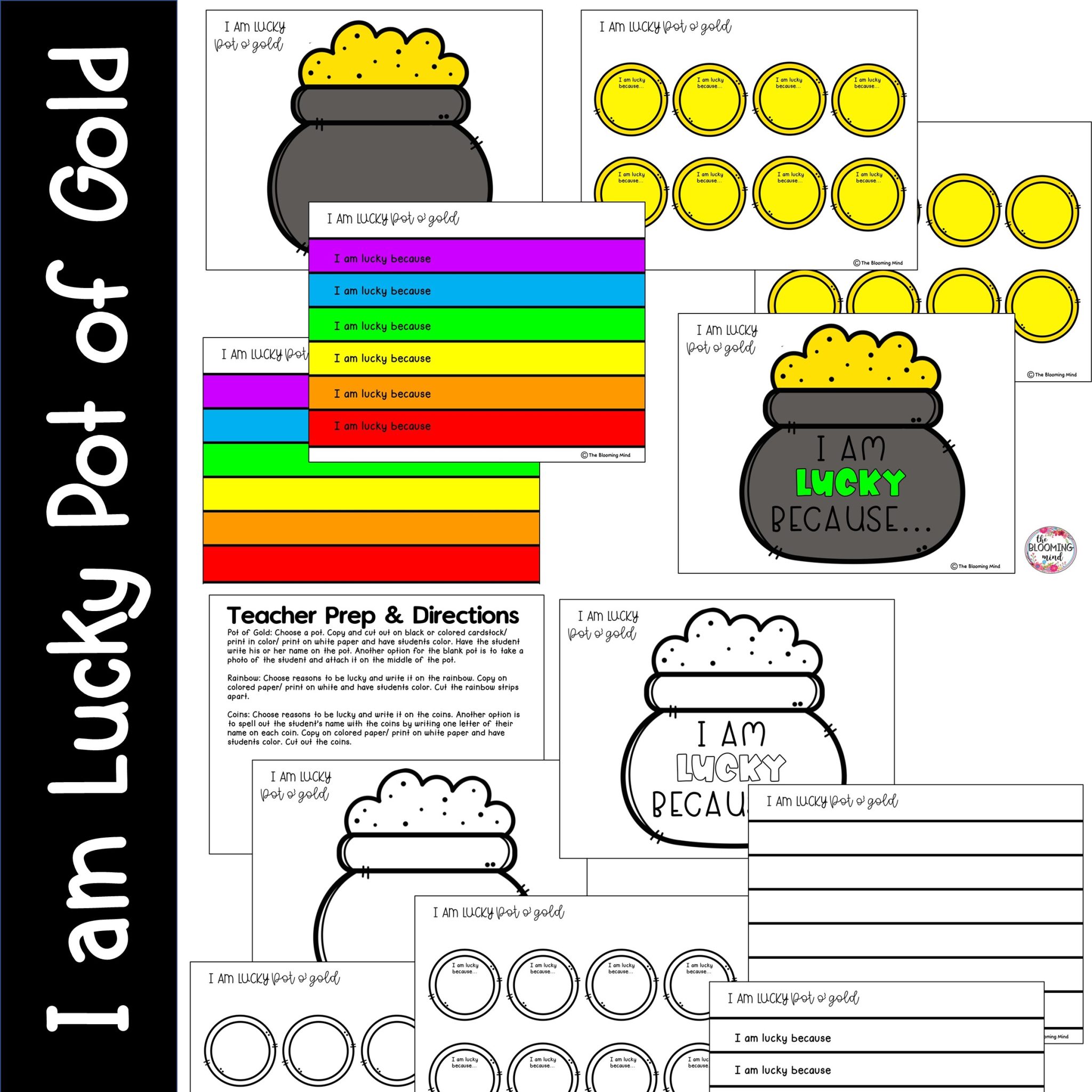 I Am Lucky Pot of Gold St. Patrick's Day Writing and Craft Activity ...