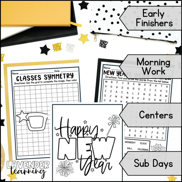 New Years Crossword Puzzle ABC Order Mazes Tracing Word Find Fun ...