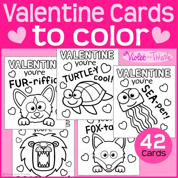 Valentines Day Cards to Color Printable Coloring Animals from Teacher ...