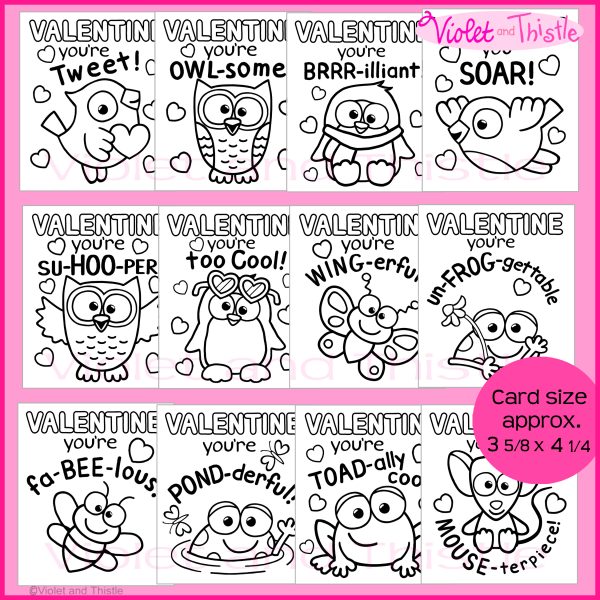Valentines Day Cards to Color Printable Coloring Animals from Teacher ...