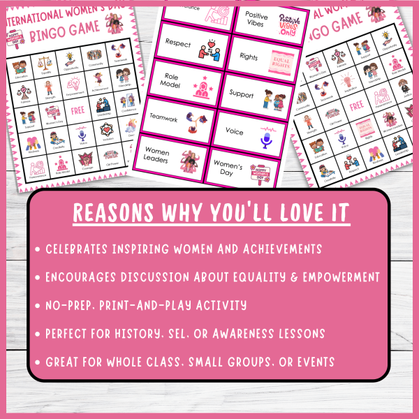 No Prep International Women's Day Bingo Game Women's History Month ...