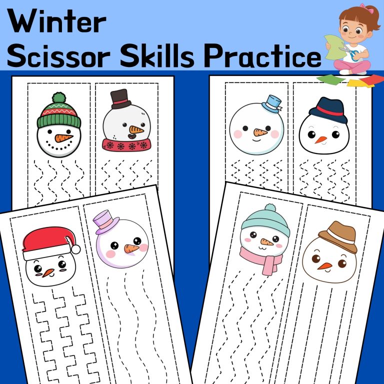 Winter Snowman Scissor Skills | Fine Motor Cutting Practice | Made By ...