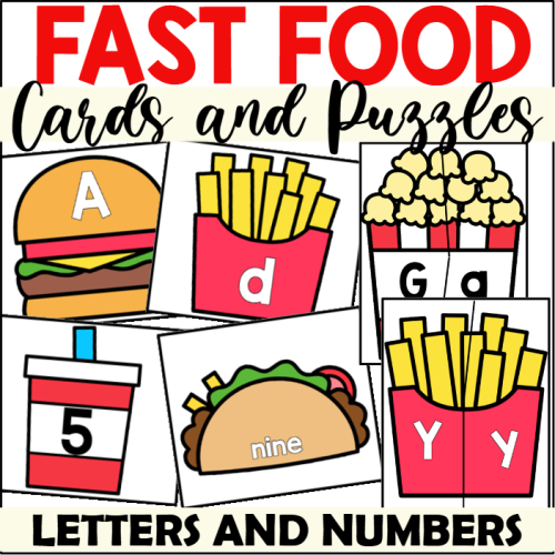 Fast Food Alphabet and Number Flash Cards and Puzzles | Made By Teachers