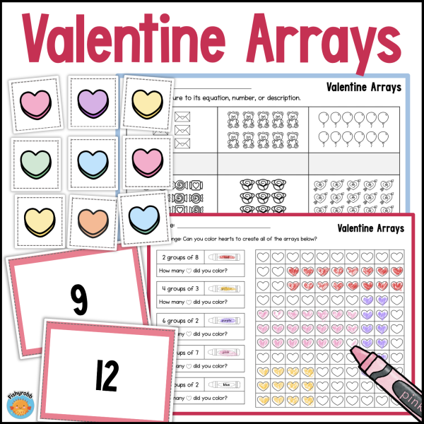 Valentine Arrays with Repeated Addition Cut and Paste Worksheet ...