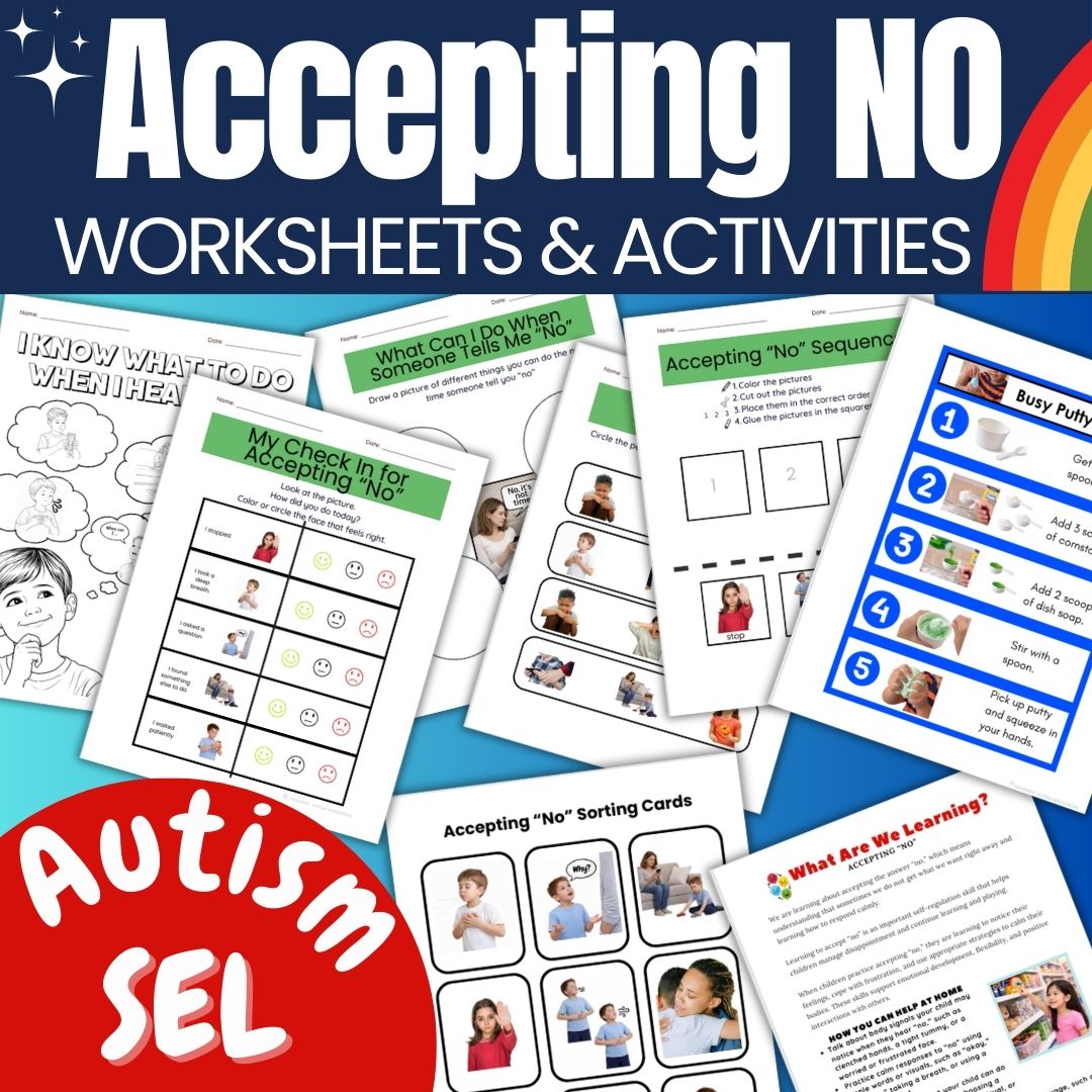 Accepting No Worksheets & Activities Autism Preschool K Social Skills ...
