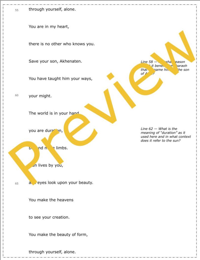 Great Hymn to the Aten World Literature Lesson Plan for Grades 9-10 ELA ...