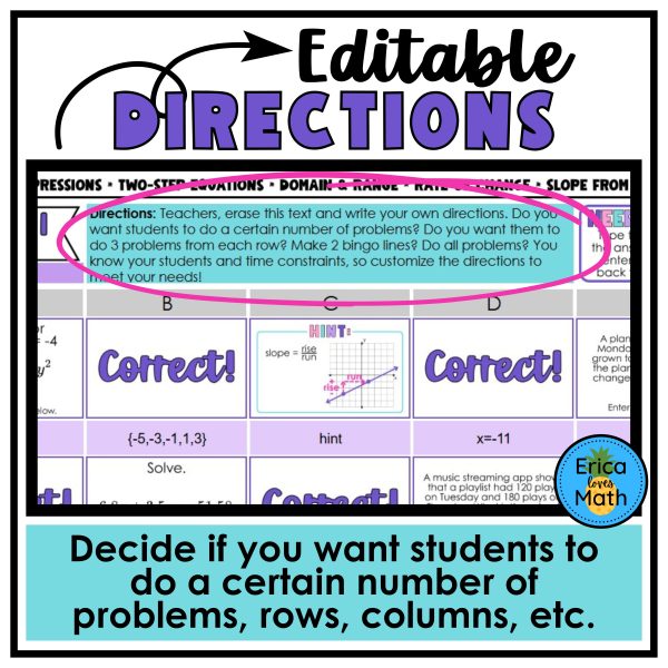 Algebra 1 Spiral Review Sub Plan | Digital Choice Board Activity (Set ...