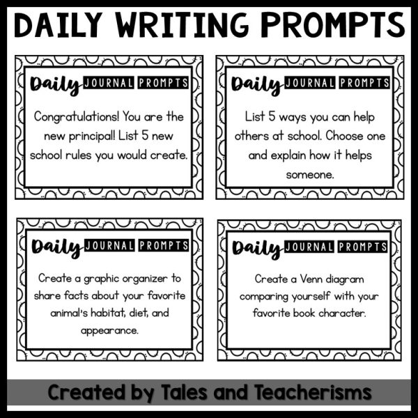 Daily Journal Writing Prompts - Creative, Lists, Graphic Organizers ...