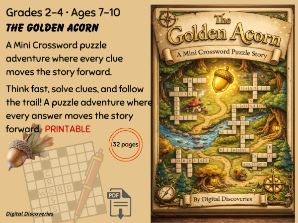 The Golden Acorn Mini Puzzle Story – Crossword Puzzle and Coloring ...