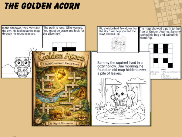 The Golden Acorn Mini Puzzle Story – Crossword Puzzle and Coloring ...