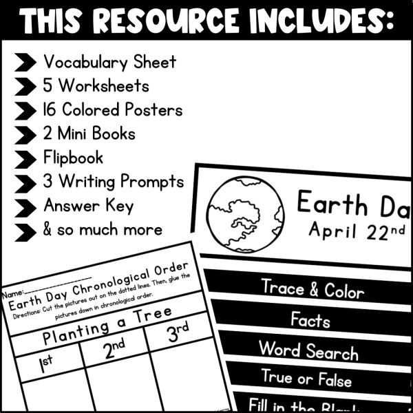 Earth Day Cut Paste Mini Book Flipbook Vocabulary Words History ...