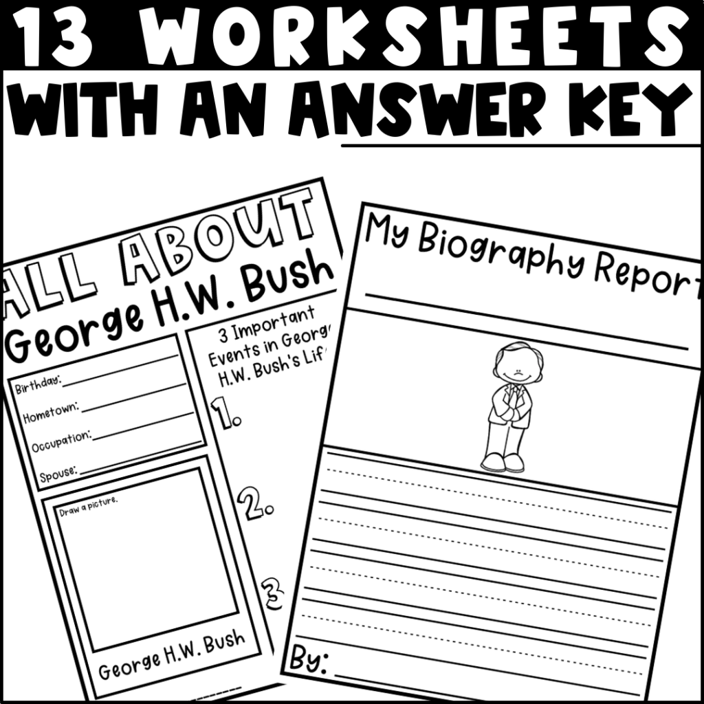 George H.W. Bush Biography Activities, Report, Worksheets - Presidents ...
