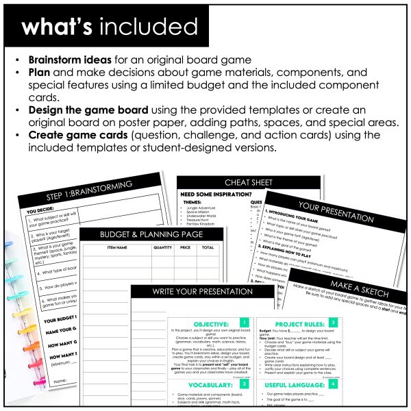 Create Your Own Educational Board Game | ESL Project-Based Learning Kit ...
