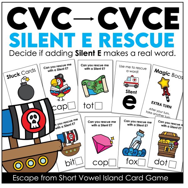 Silent e Rescue CVC to CVCe Card Game | Magic E Phonics Game | 1st ...