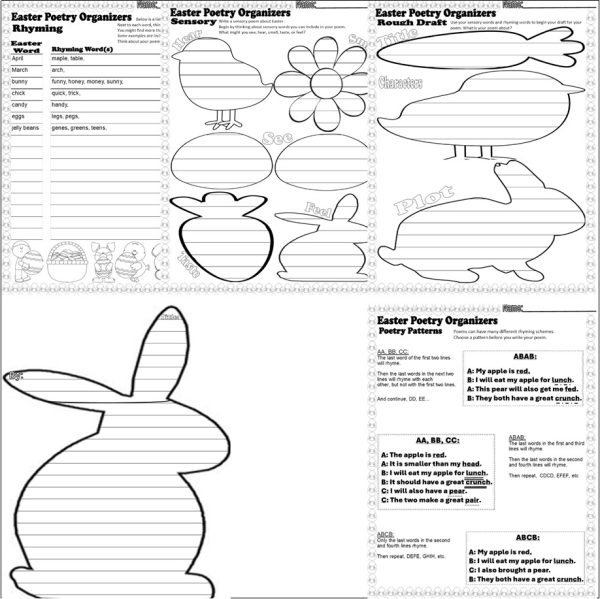Easter Poem Graphic Organizers Writing Template Rhyming Poetry March ...