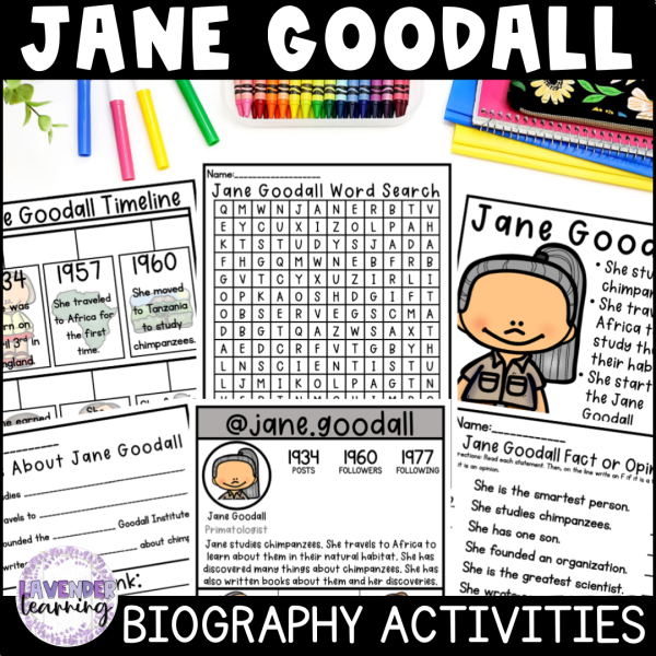 Jane Goodall Biography Activity Women's History Month Worksheet in ...