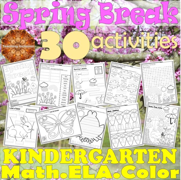 Spring Break Kindergarten Math ELA Writing Activities Worksheets ...