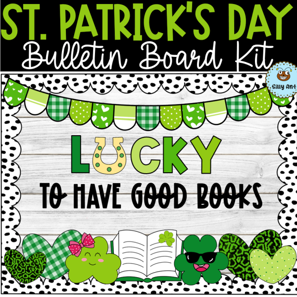 St Patricks Day Bulletin Board March Door Decor Lucky Book Library ...