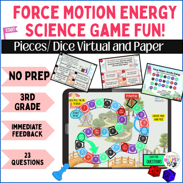 3rd Grade Science Game Transfer of Energy Heat Magnet Force & Motion ...