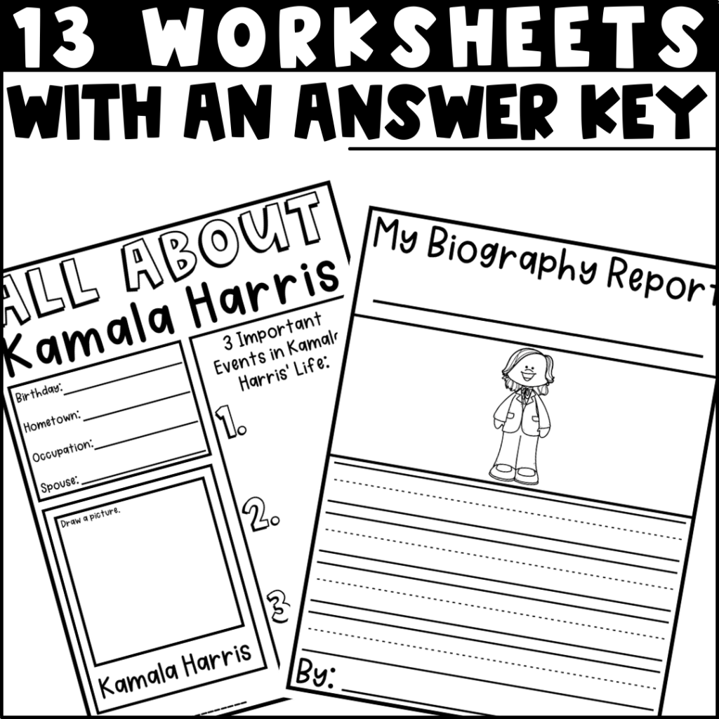 Kamala Harris Biography Activities, Flip Book, & Report - Women's ...