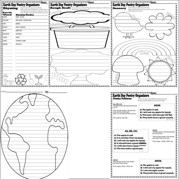 Earth Day Poem Graphic Organizers Writing Template Rhyming Poetry ...
