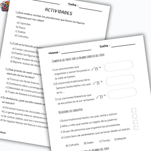 Semana Santa en España Reading & Activities| A2-B1 Spanish Reading ...