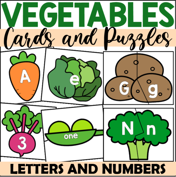 Vegetable Alphabet and Number Flash Cards and Puzzles | Made By Teachers