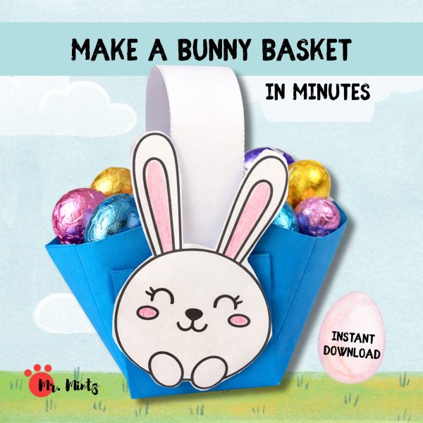 Easter Bunny Basket Craft for Kids | Printable Cut & Fold Template ...