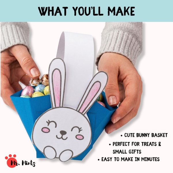 Easter Bunny Basket Craft for Kids | Printable Cut & Fold Template ...