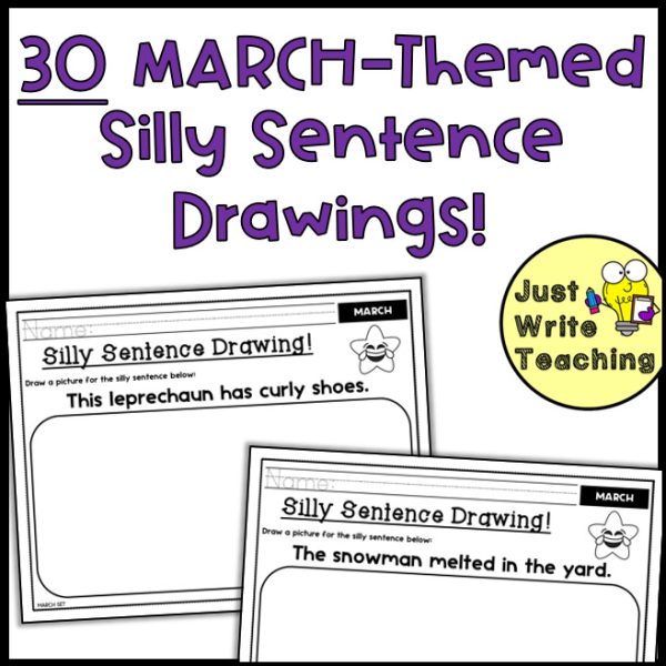 March Morning Work - Silly Sentence Tracers and Drawings | Made By Teachers