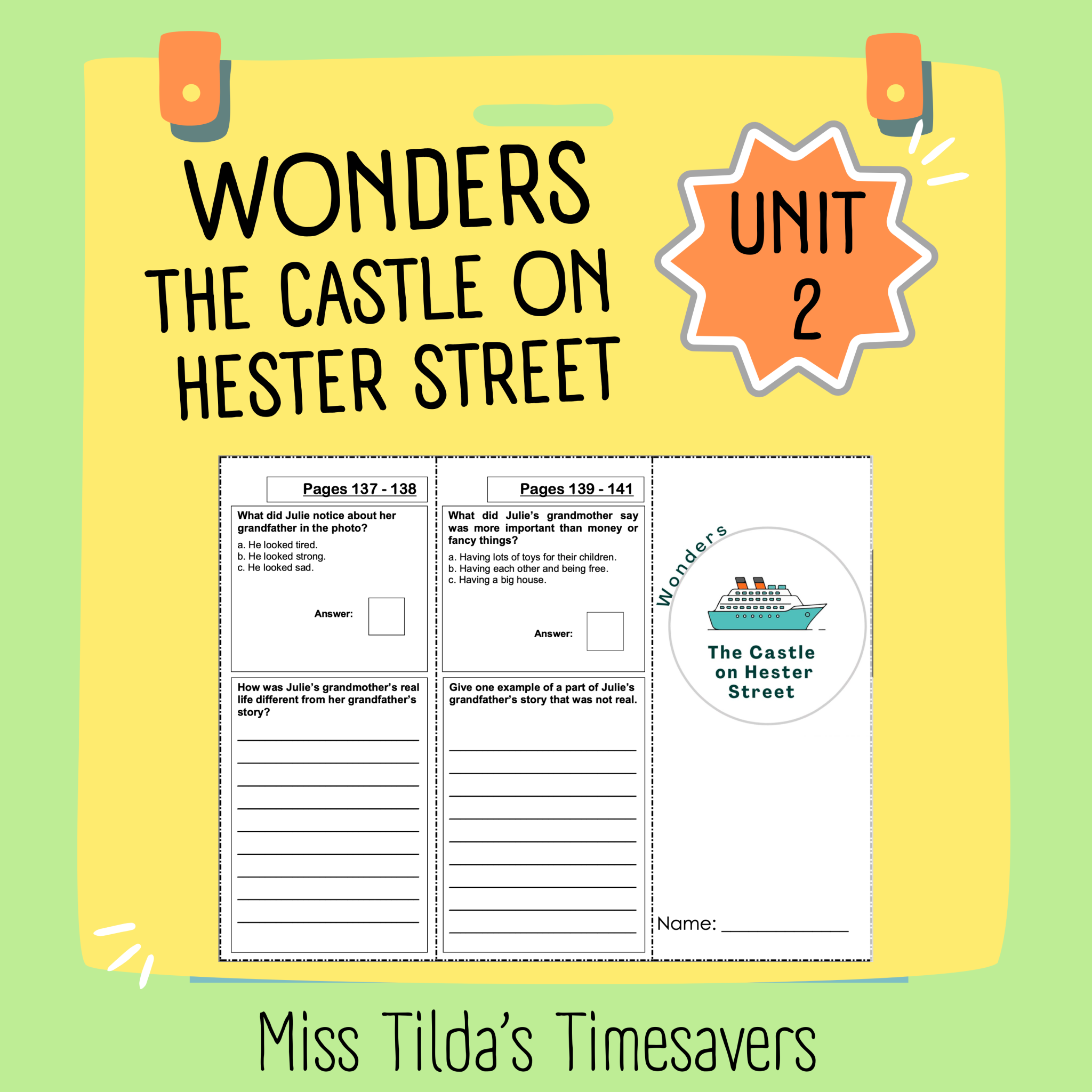 The Castle on Hester Street - Grade 3 Wonders | Made By Teachers
