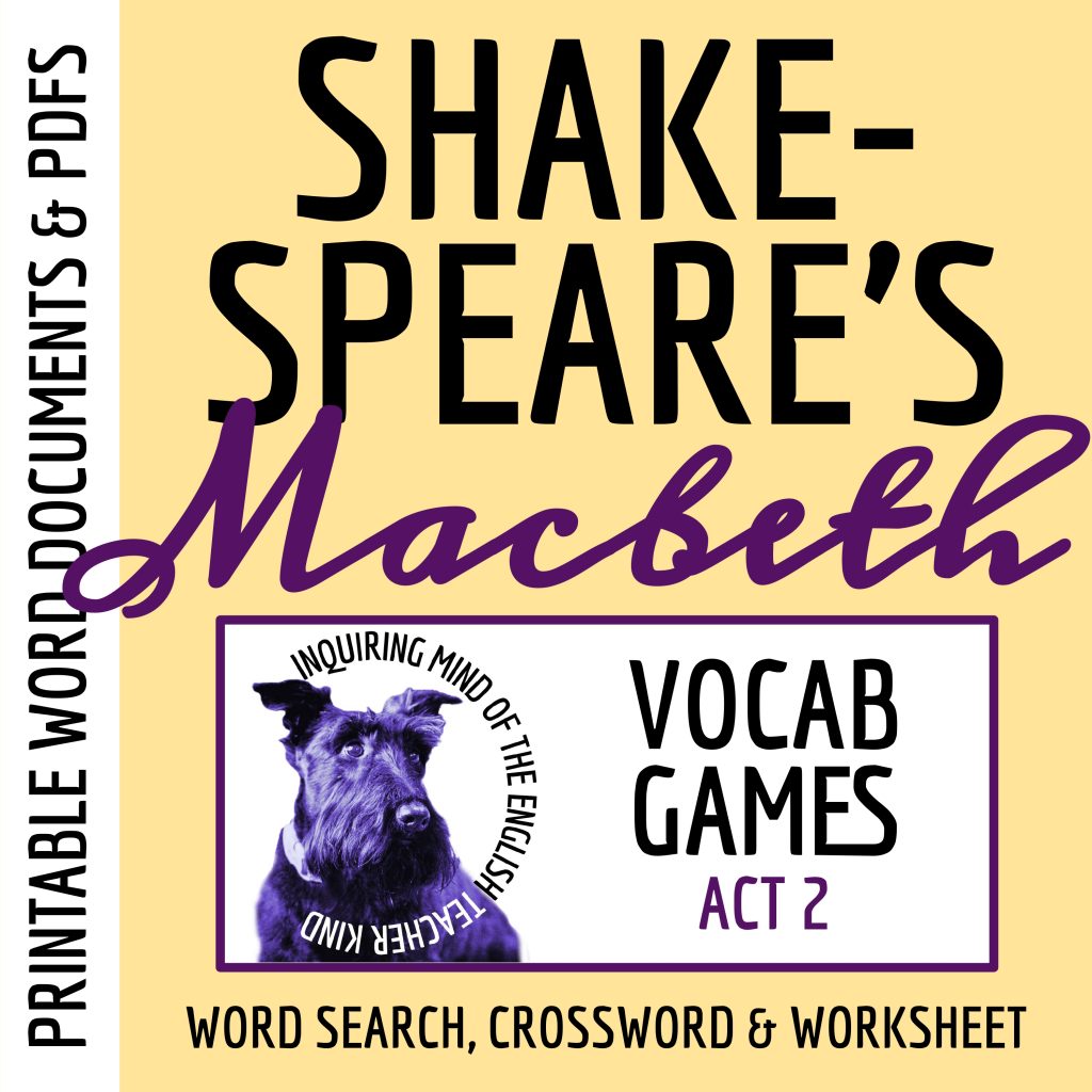Macbeth Act 2 Vocabulary Activities | Crossword Puzzle | Word Search ...