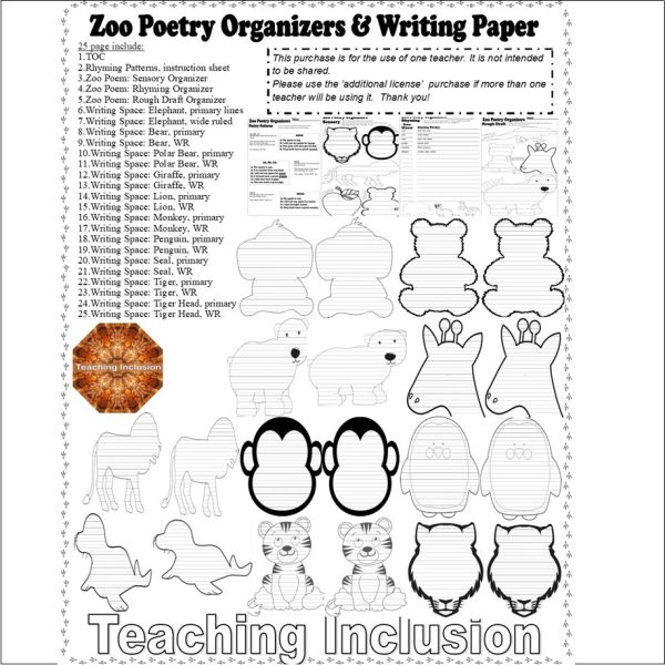 Zoo Life Poem Graphic Organizers Writing Template & Journal Shaped ...