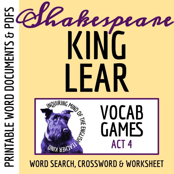 Shakespeare's King Lear Act 4 Vocabulary Games | Crossword Puzzle ...