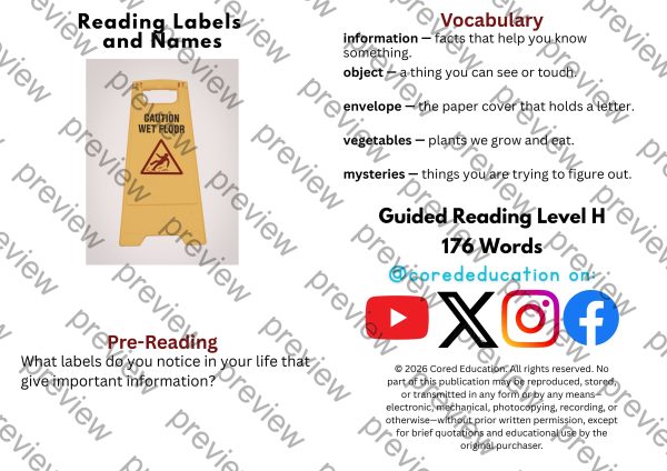 Guided Reading Level H - Reading Labels and Names | Made By Teachers